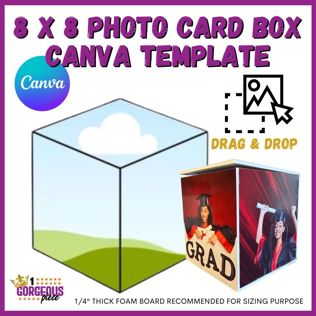 8 X 8 Card Box Canva Template, Canva Editable Template, Editable Card ...