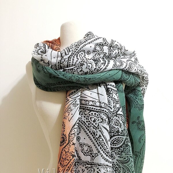 Green Paisley Scarf - Etsy