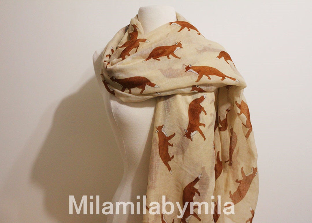 Fox Scarf Foxes Fox Animal Scarf Gift for Fox Loverautumn - Etsy