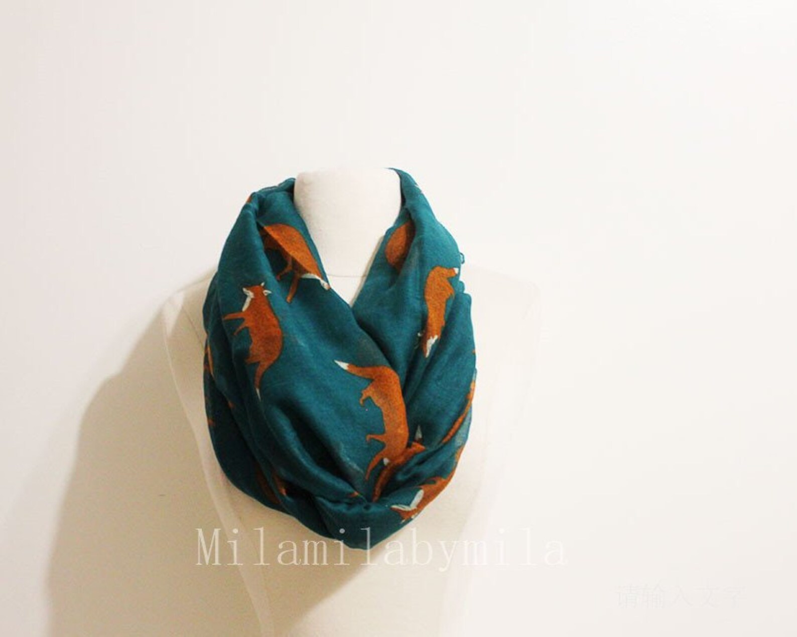 Fox Scarf Brown Orange Fox Print Scarf Spring Summer | Etsy