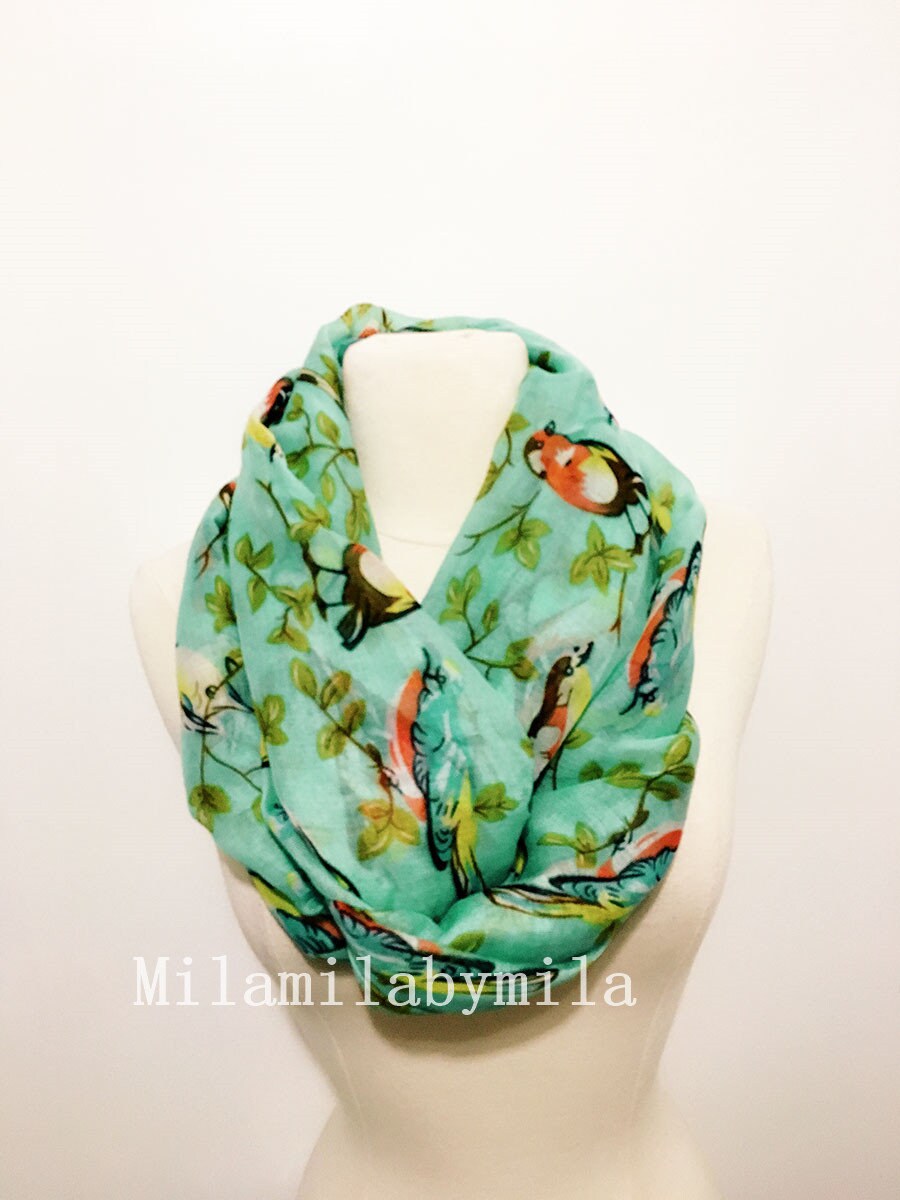 Bird Scarf Bird Print Scarf Tree Bird ScarfSpring Summer | Etsy