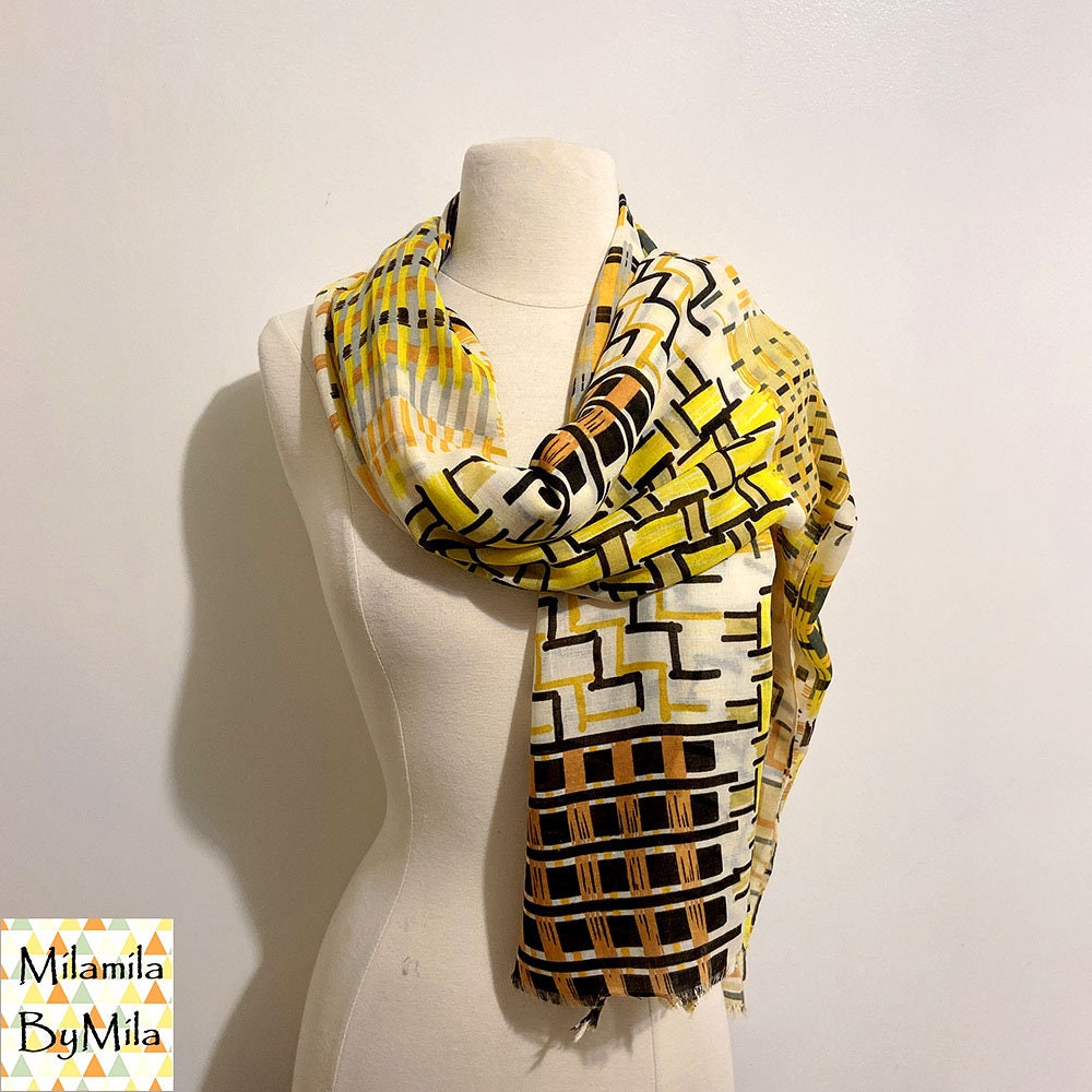 Yellow Aztec Print Infinity Scarf Infinity Scarf Colorblock | Etsy