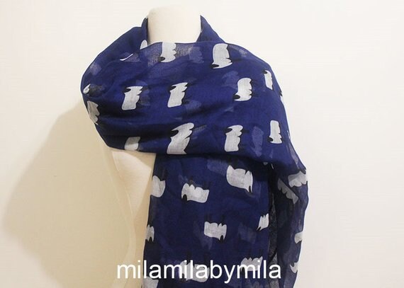 Sheep Scarf Farm Animal Scarf Navy Scarf Sheep Print Scarf - Etsy