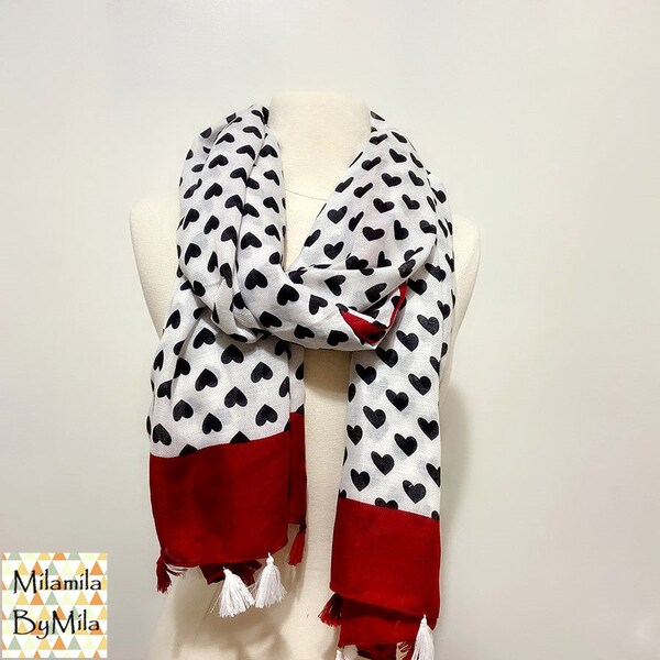 Heart Print Scarf - Etsy