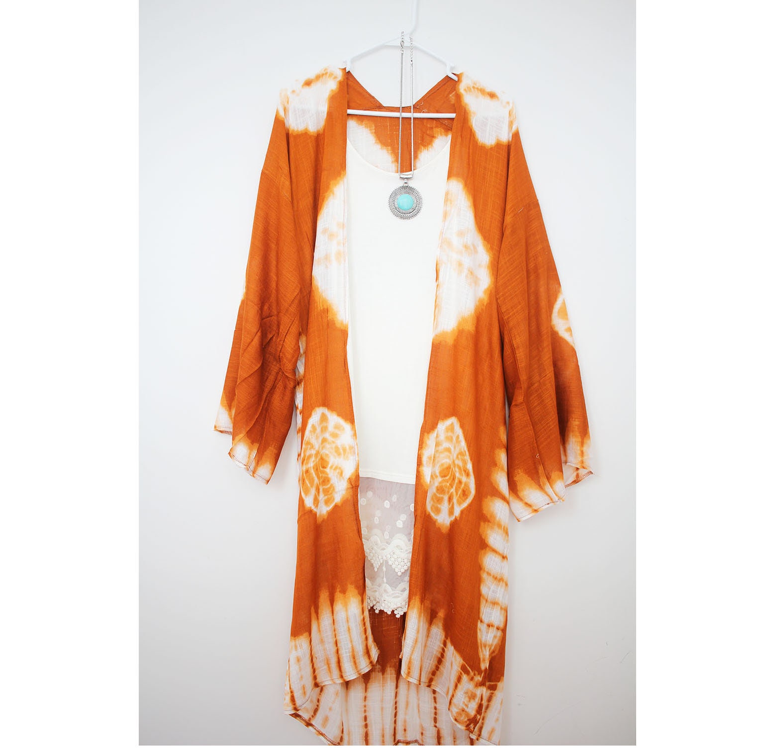 Rust Orange Tie Dye Long Kimono Duster | Etsy