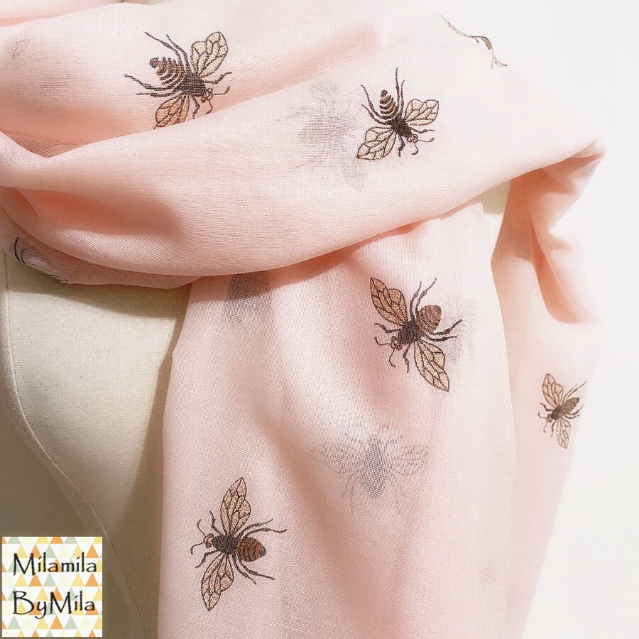 Bee Scarf Gold Foil Bee Print Graduation Gift Bumblebee | Etsy