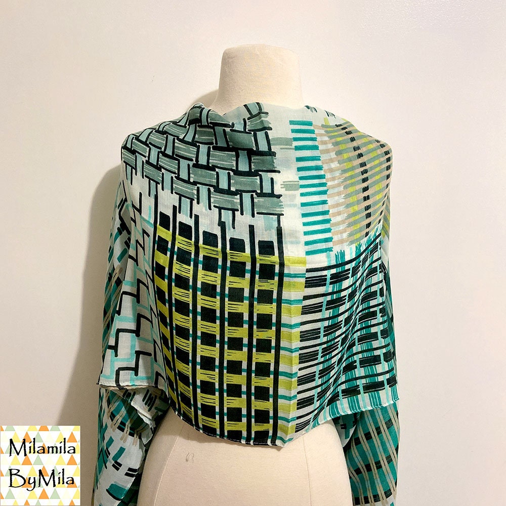 Yellow Aztec Print Infinity Scarf Infinity Scarf Colorblock | Etsy