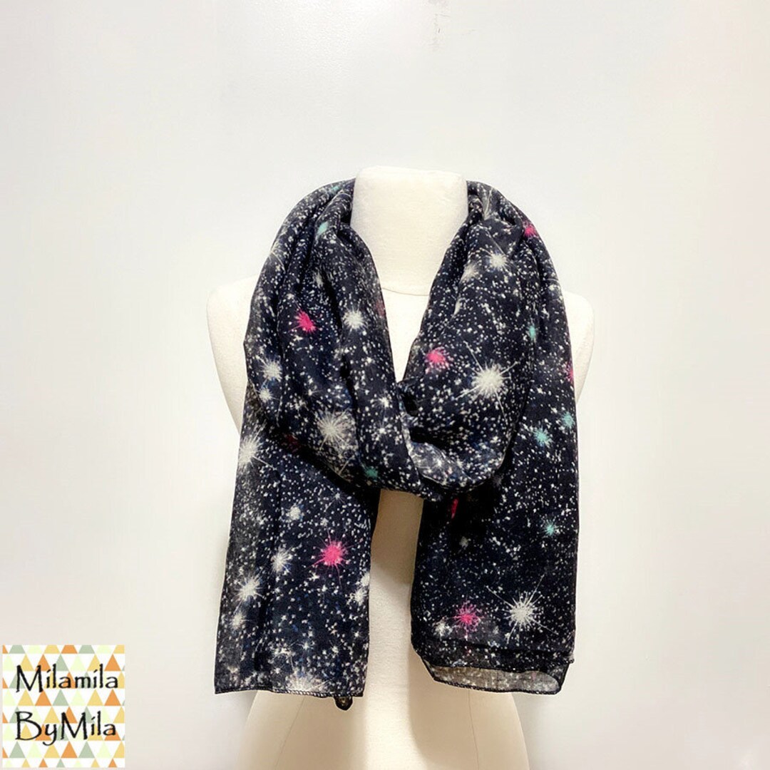 Red Galaxy Scarf, Galaxy Scarf, Moon and Stars Print Scarf, the Big ...