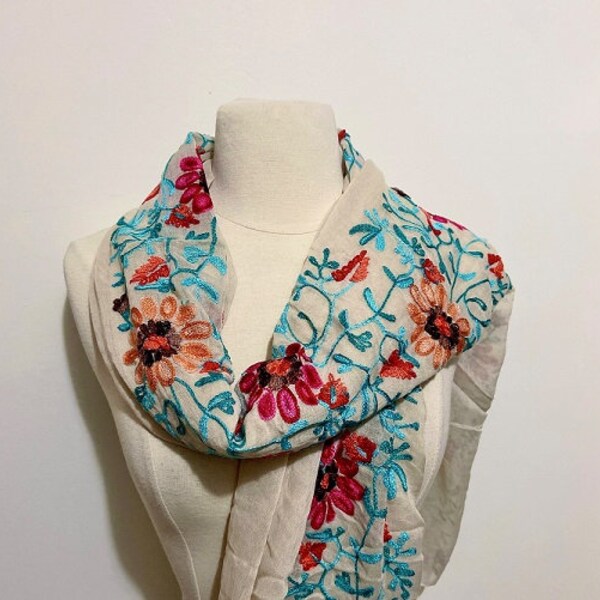 Boho Scarf Embroidered - Etsy