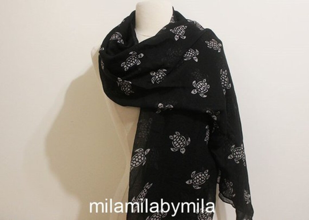 Sea Turtles Scarf, Turtle Scarf, Red Scarf, Animal Viscose Scarf, Sea ...