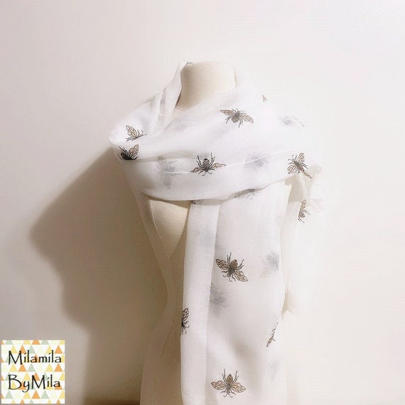 Gold Foil Bee Print Scarf Graduation Gift Bumblebee Scarf | Etsy