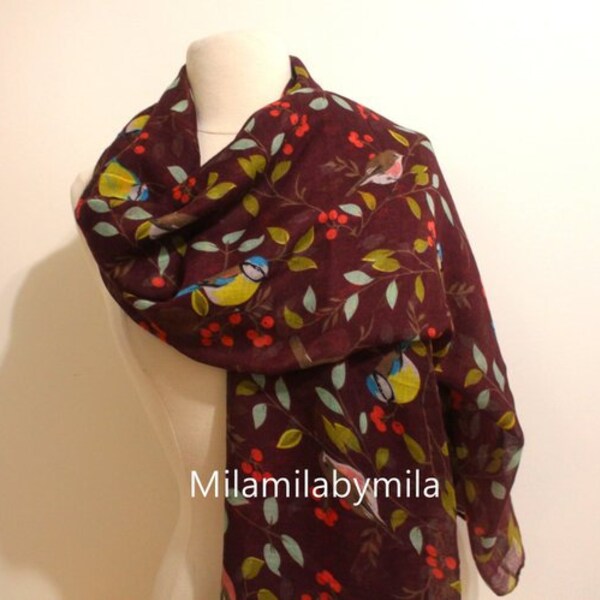 Bird Print Scarf - Etsy