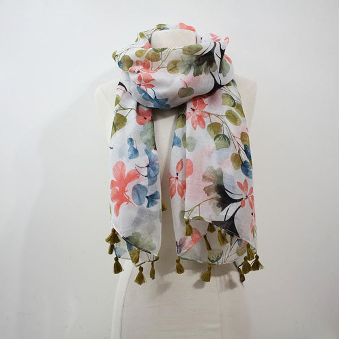 Flower Scarf, Daisy Scarf, Flower Scarf, Spring Summer Scarf, Autumn ...