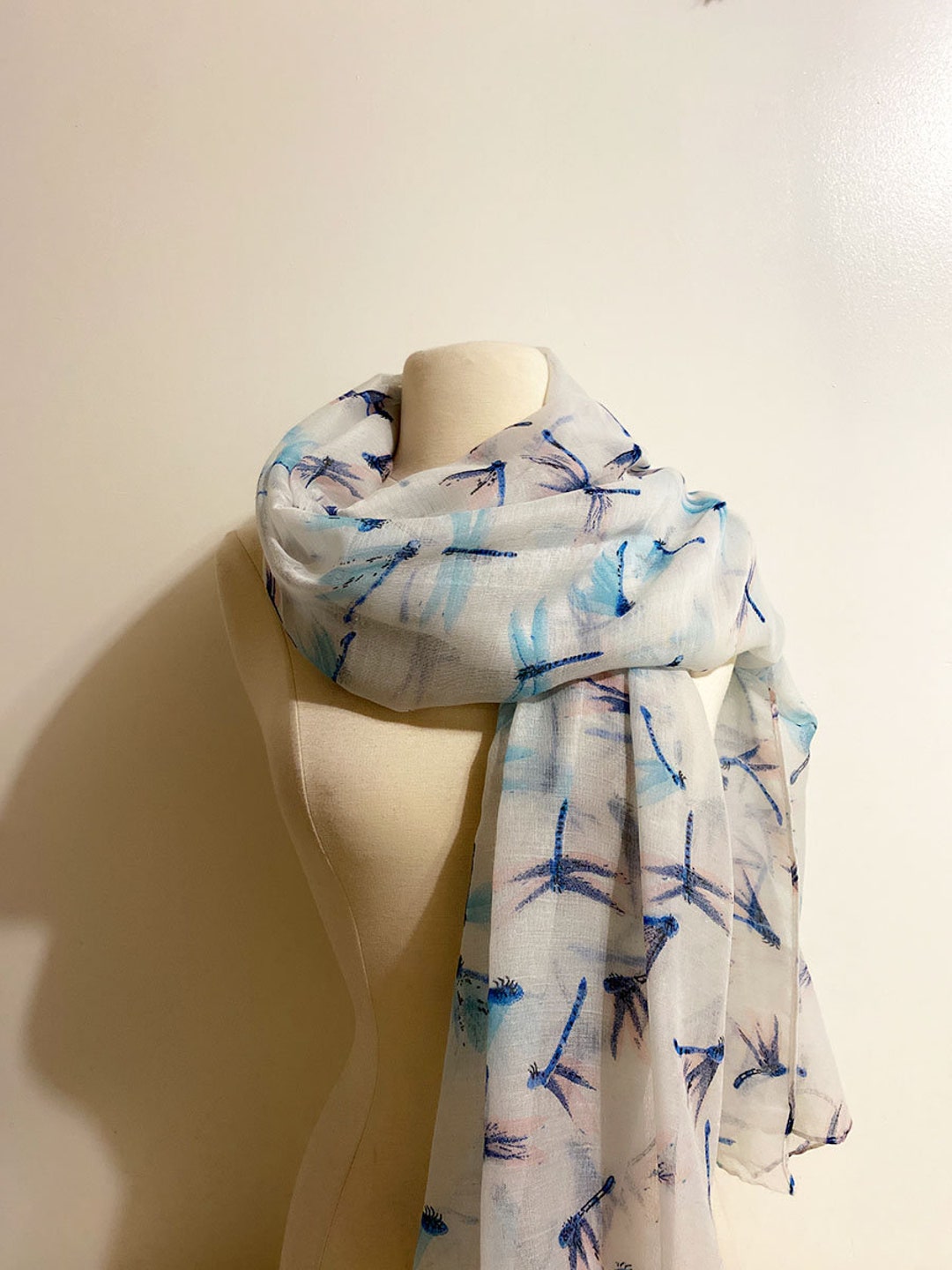 Dragonfly Scarf, Animal Infinity Scarf, Navy Blue Infinity Scarf ...