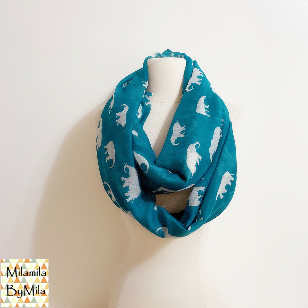 Teal Green Elephant Infinity Scarf - Etsy