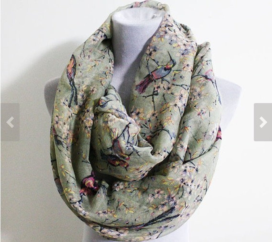 Bird Scarf, Bird Print Scarf, Tree Bird Scarf,spring Summer Scarf ...