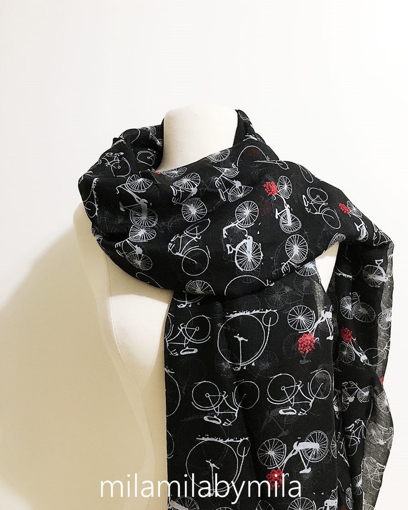 Bicycle Scarf Stylish Seasonal Scarf Bicycle Print Scarf | Etsy