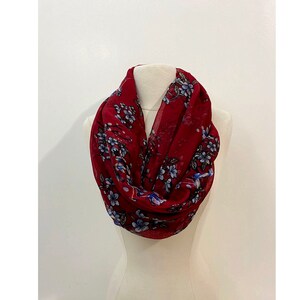 Red Floral Scarf - Etsy