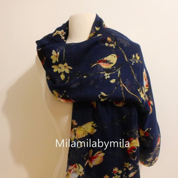 Bird Print Scarf - Etsy