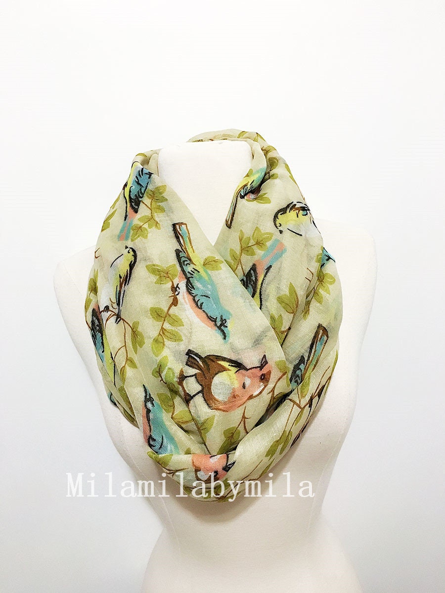 Bird Scarf Bird Print Scarf Tree Bird ScarfSpring Summer | Etsy