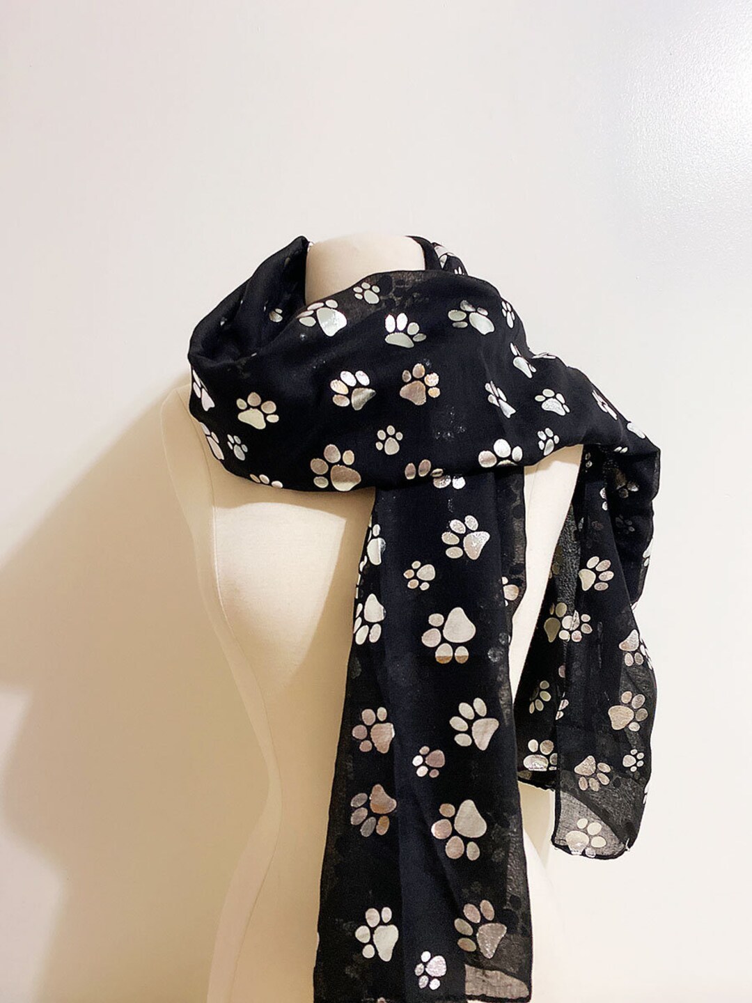Dog Paw Print Scarf, Animal Scarf, Mauve Gray Scarf, Dog Paw Scarf ...