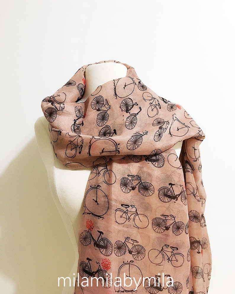 Bicycle Scarf Stylish Seasonal Scarf Bicycle Print Scarf | Etsy
