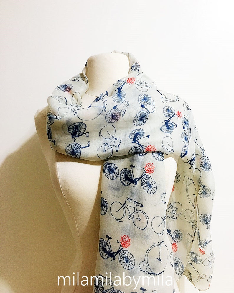 Bicycle Scarf Stylish Seasonal Scarf Bicycle Print Scarf | Etsy