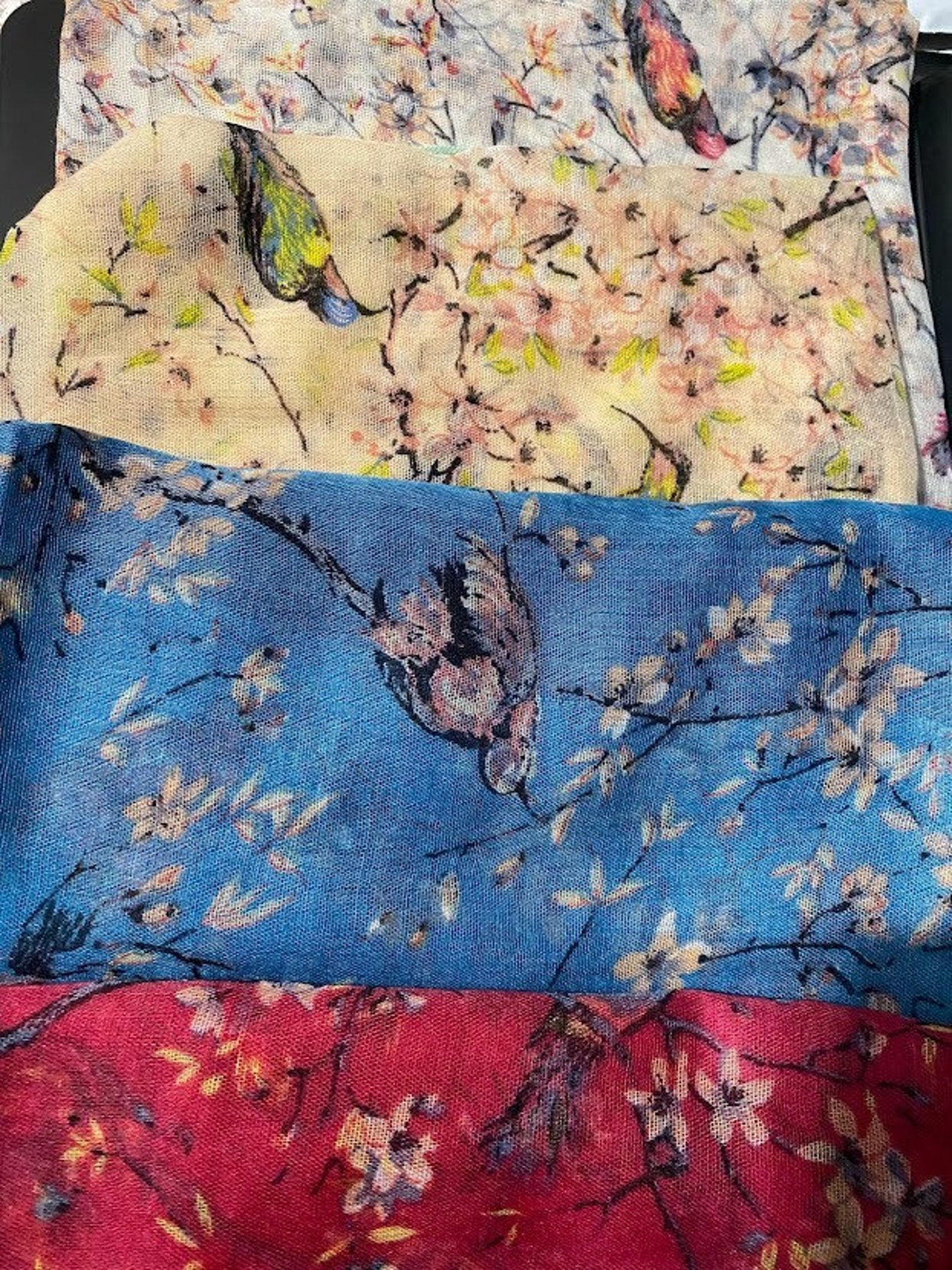 Bird Scarf Bird Print Scarf Tree Bird Scarfspring Summer - Etsy