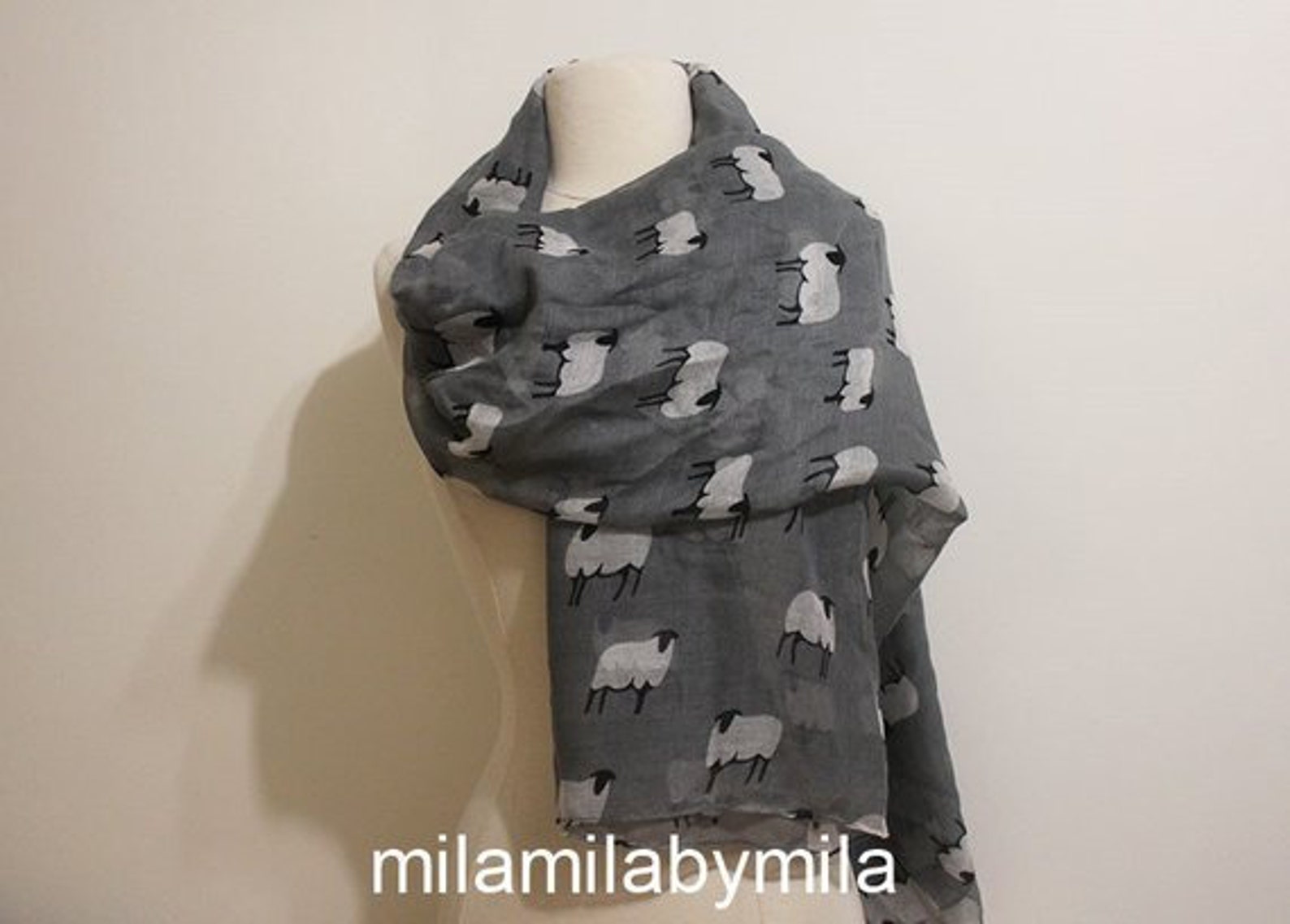 Sheep Scarf Farm Animal Scarf Navy Scarf Sheep Print Scarf - Etsy