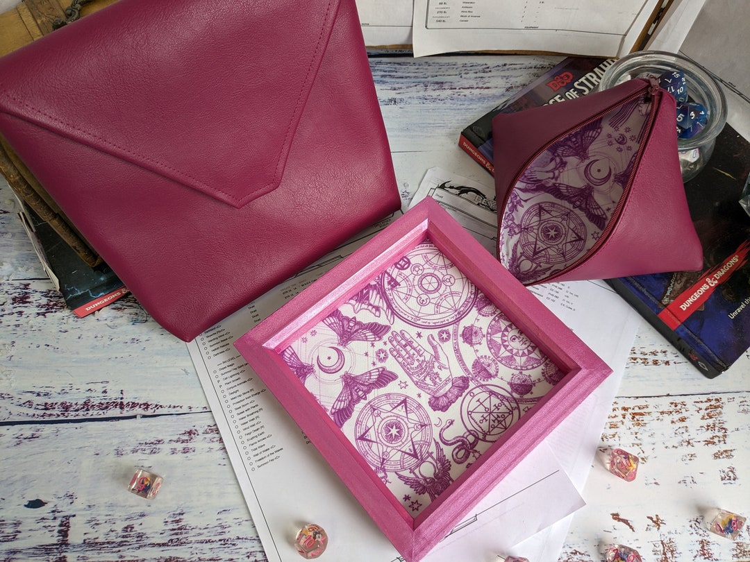 Pink Occult Dice Tray Bundle, Rolling Tray, Personalised Tray, Tabletop ...