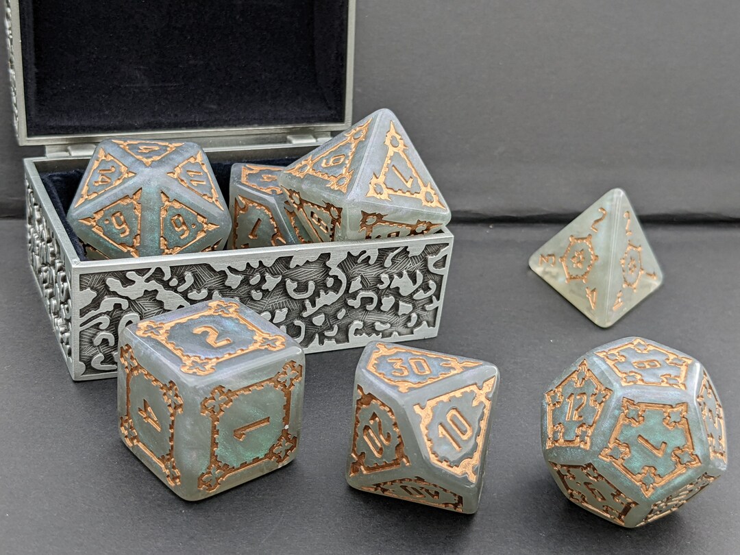 Silver Temple Giant Dice Set, Dungeons and Dragons Dice 7, DND, TTRPG ...