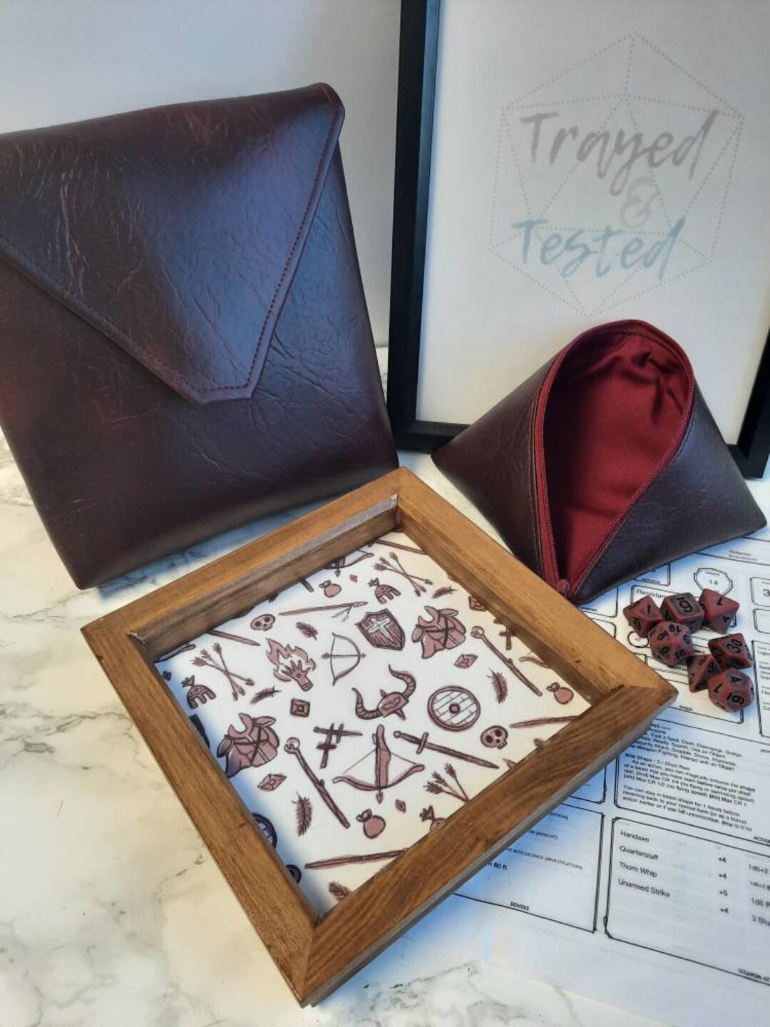 Fighting Adventurer Dice Tray Bundle, Rolling Tray, Personalised Tray ...