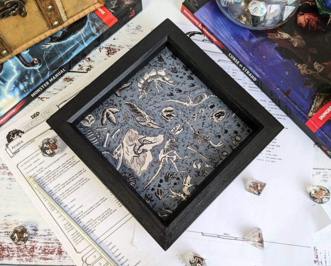 Dinosaur Skeleton Dice Tray, Rolling Tray, Personalised Tray, Tabletop ...