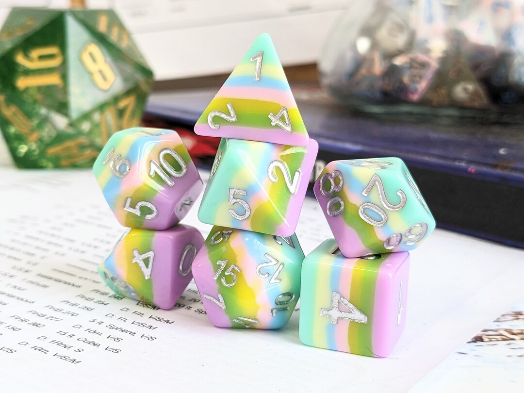 Pastel Rainbow Dice Set Dungeons and Dragons Dice 7 DND - Etsy