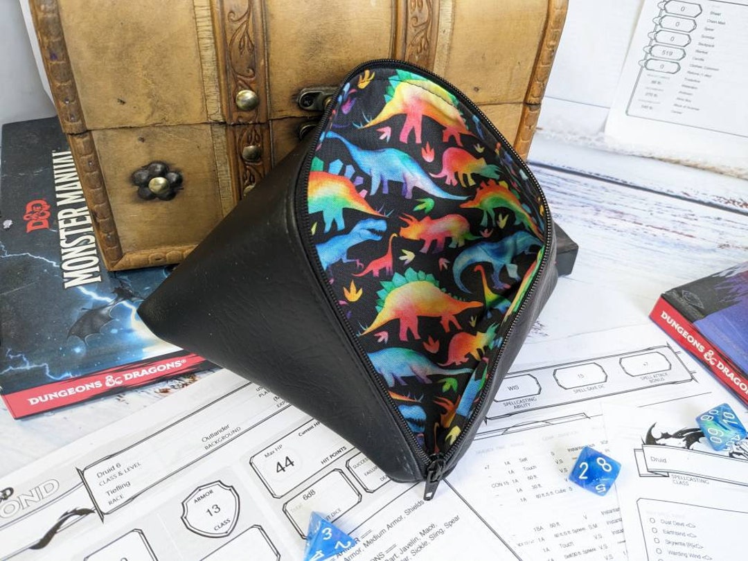 Handmade Rainbow Dinosaur Dice Bag for Dungeons and Dragons Dice Sets ...