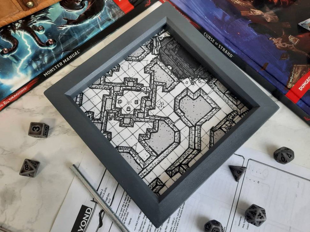 Grey Dungeon Map Dice Tray, Rolling Tray, Personalised Tray, Tabletop ...