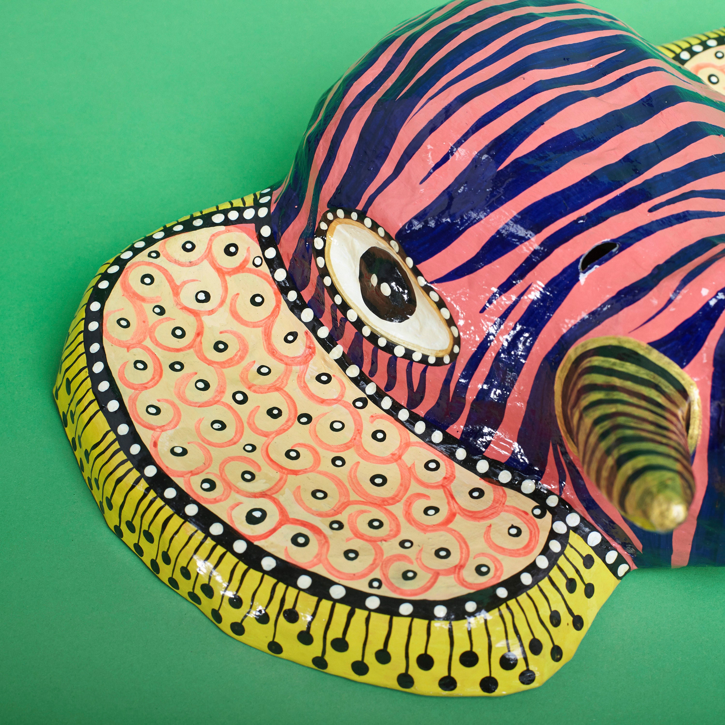 Elephant Head Mask, Wall Art, Animal Paper Mache,made in Haiti Mask ...