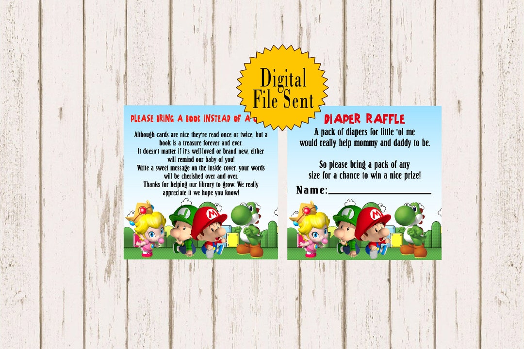 Baby Mario Diaper Raffle & Book Tag, Digital Download - Etsy