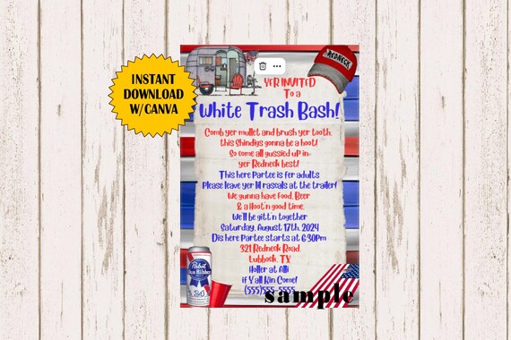 Redneck Invitations Tori And Andrew :: Southern Blue And White Wedding
