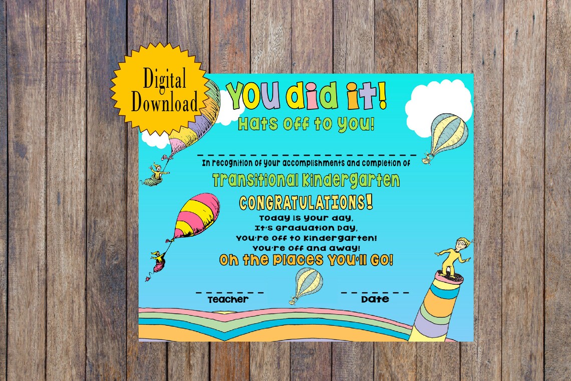 Transitional Kindergarten, TK Oh the Places You Will Go Graduation ...