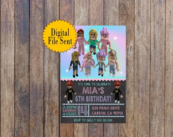 Girly Roblox Editable Birthday Invitation, Cute Gamer Birthday ...