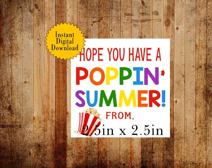 Editable End of Year Gift Tag , Poppin Summer Tag , End of Year Gift ...