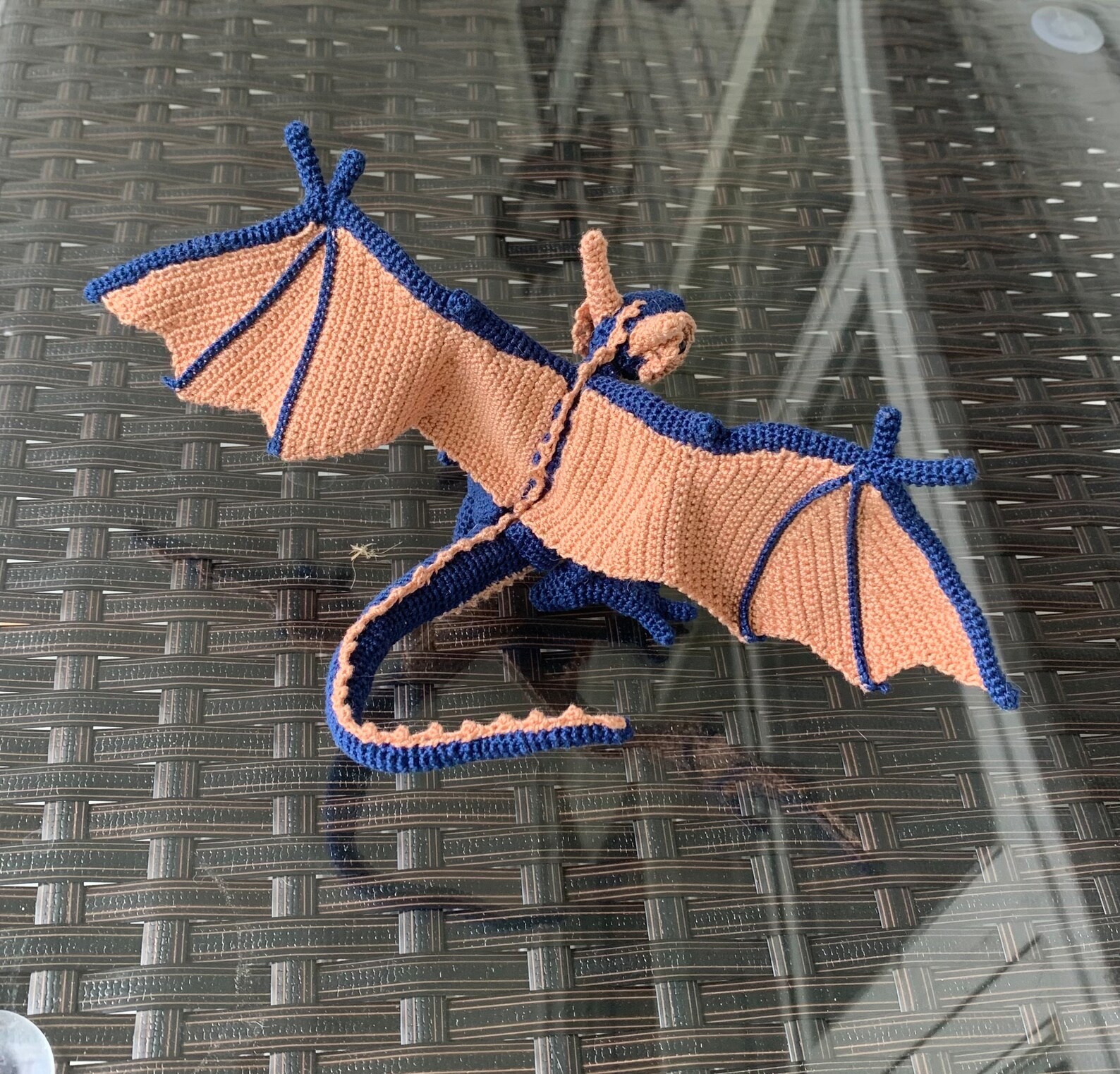 Crochet Wyvern Plush, Posable Dragon Figurine, Navy and Copper - Etsy