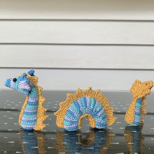 Crochet Sea Serpent, Sea Dragon, Submerged Sea Dragon, Miniature ...