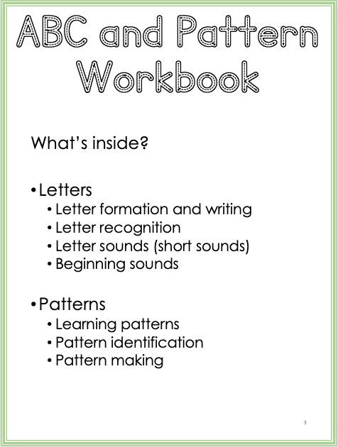 My Learning Workbook: Abc's and Patterns - Etsy