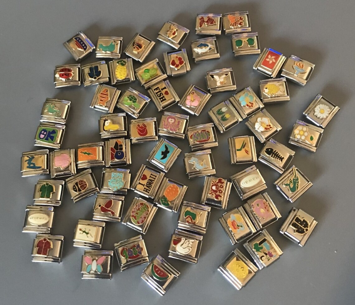 9mm Italian Charms, Bulk Lot of 50 Assorted Tropical Summer Vacation ...