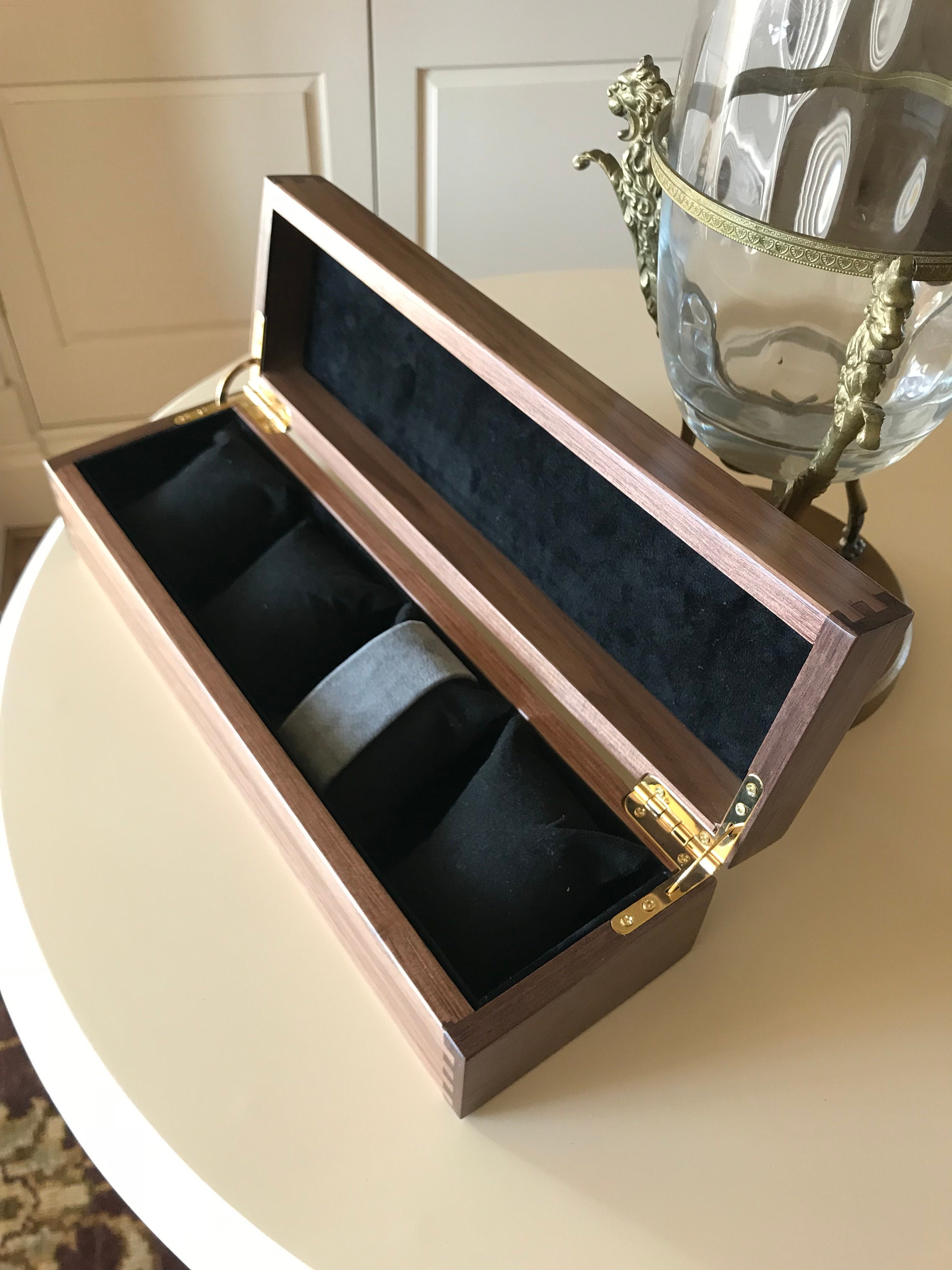 Handmade Watch and Cufflink Box Natural Walnut Finish With - Etsy