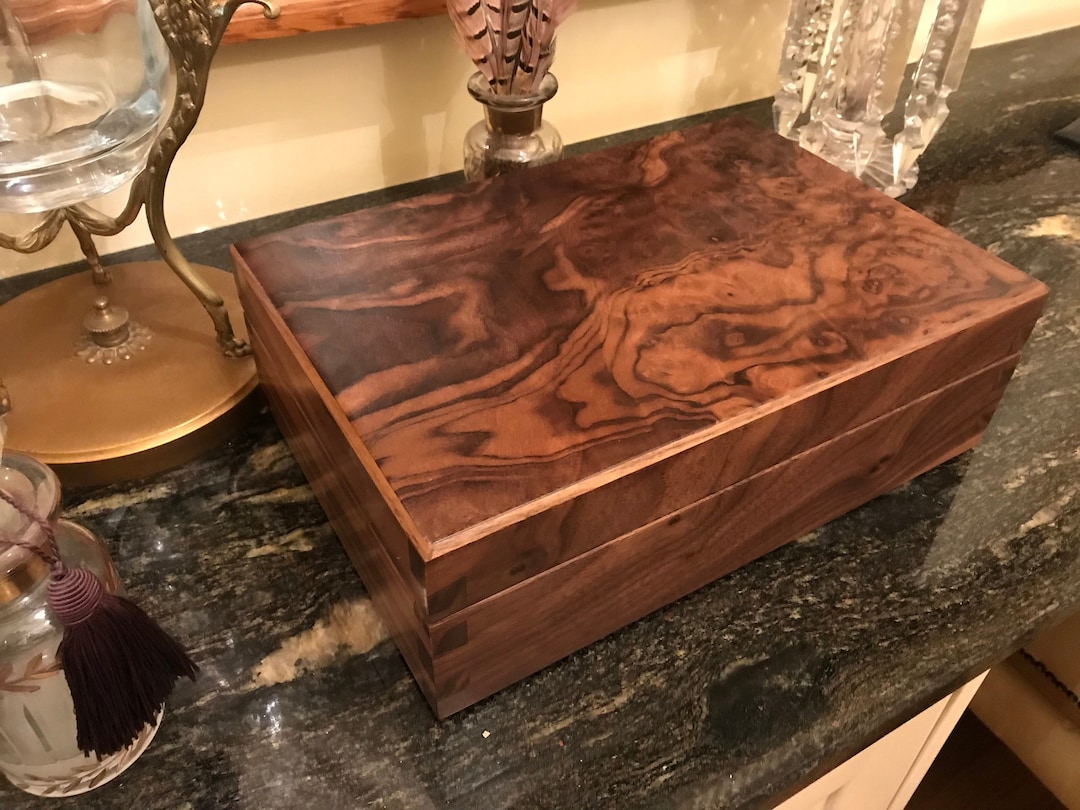Jewellery Box - Walnut Wood Keepsake Case With Feature Burr Walnut Lid ...