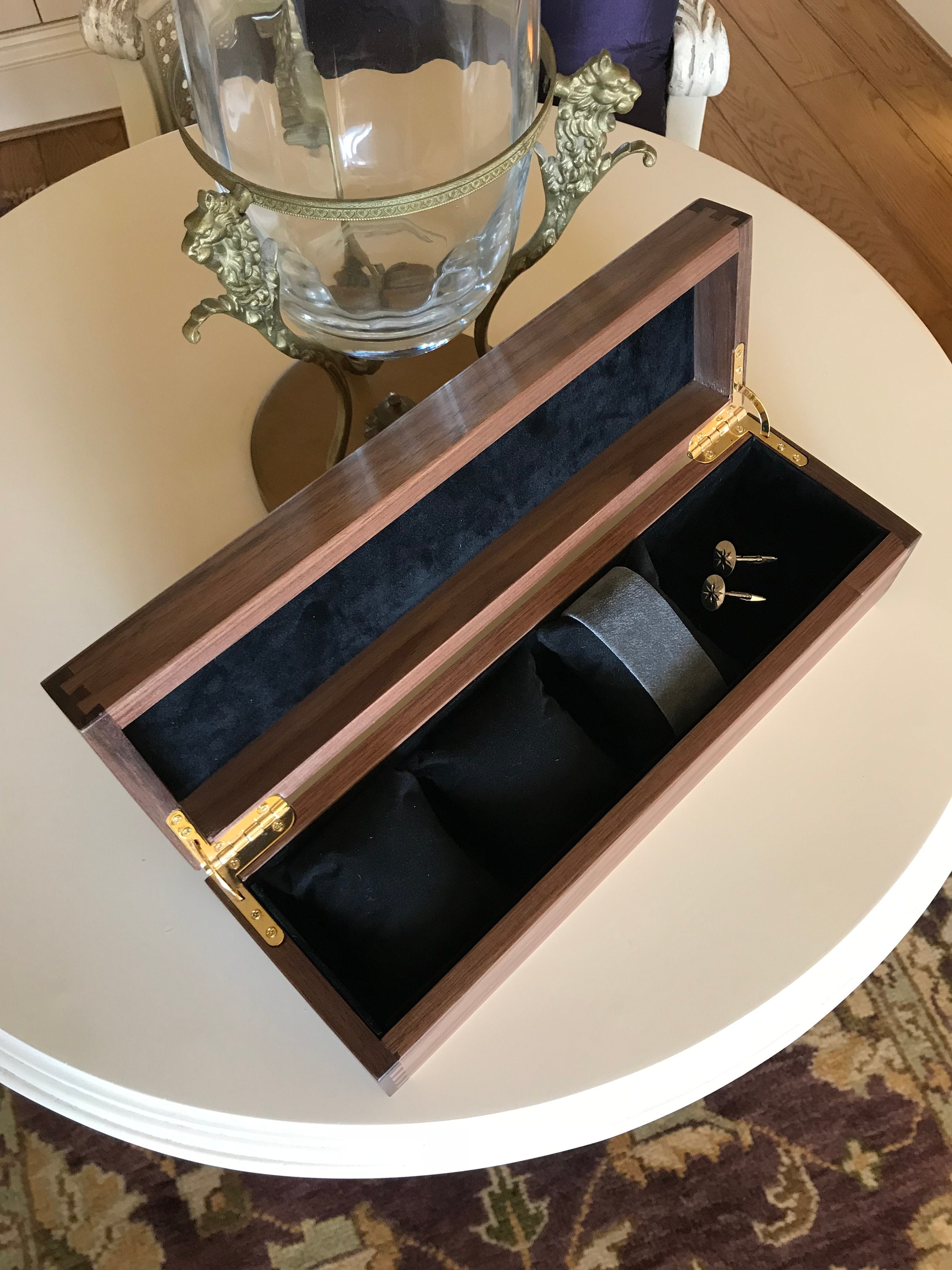 Handmade Watch and Cufflink Box Natural Walnut Finish With - Etsy