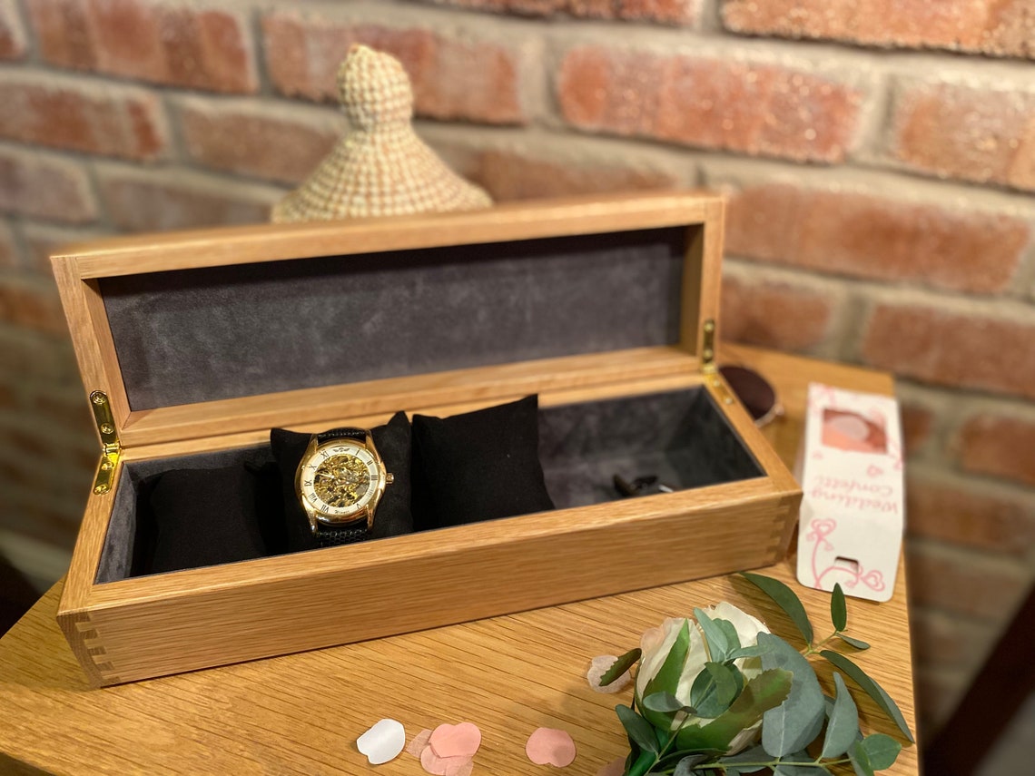 Handmade Watch and Cufflink Box Natural Oak Finish With - Etsy UK